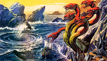 Explain Sea monster in Greek mythology that lived opposite Scylla in ...